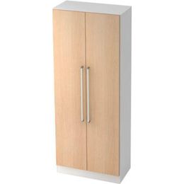 Aktenschrank TARVIS, mit Griff ohne Schloss, 5 Ordnerhöhen, B 800 x T 420 x H 2004 mm, weiß/Eiche-Dekor
