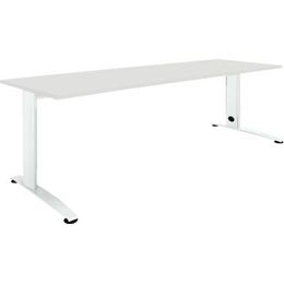 Schäfer Shop Schäfer Shop Select Schreibtisch LOGIN, manuell höheneinstellbar, C-Fuß, B 1600 x T 800 x H 660-820 mm, lichtgrau/verkehrsweiß