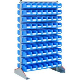 St&auml;nderregal zweiseitig, B 1130 x T 700 x H 1885 mm, 140 x 3 l, blau