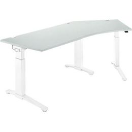 Sch&auml;fer Shop Sch&auml;fer Shop Genius Schreibtisch ERGOSTYLE S, 135&deg;, C-Fu&szlig; Gestell, Ansatz rechts, manuell h&ouml;henverstellbar, melaminharzbeschichtet, B 2165 x T 800 x H 675-895 mm, lichtgrau/wei&szlig;