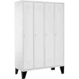 Sch&auml;fer Shop Kleiderspind, 4 Abteile, F&uuml;&szlig;e, Drehriegelverschluss, 84 kg, lichtgrau