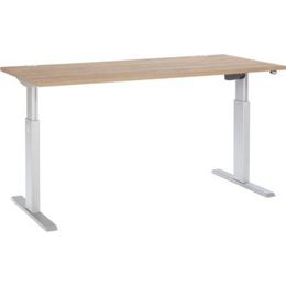 Sch&auml;fer Shop Sch&auml;fer Shop Select Schreibtisch ERGO-T, elektrisch h&ouml;henverstellbar, Rechteck, T-Fu&szlig;, B 1800 x T 800 x H 725-1185 mm, Eiche/wei&szlig;aluminium