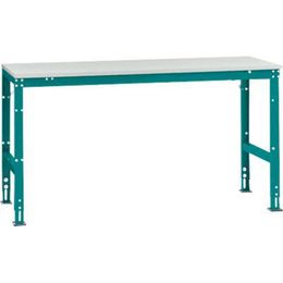 Manuflex Grundtisch UNIVERSAL Standard, Tischplatte Melamin, 1750x800, wasserblau