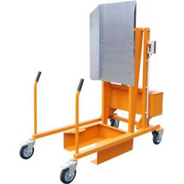 M&uuml;lltonnen-Kippstation MKS, f&uuml;r 120 & 240 l Tonnen, Aussch&uuml;tth&ouml;he 1480 mm, Kippwinkel 135&deg;, bis 110 kg, Rollen, 12 V, RAL 2000