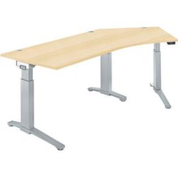 Sch&auml;fer Shop Sch&auml;fer Shop Genius Schreibtisch ERGOSTYLE S, 135&deg;, einstufig, elektrisch h&ouml;henverstellbar, Ansatz rechts, C-Fu&szlig;, B 2165 x T 800 x H 715-1182 mm, inkl. Memory Master, Ahorn/wei&szlig;aluminium