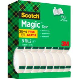 Sparset Klebeband Scotch&reg; Magic&trade; Tape, 24 Rollen, L 33 m x B 19 mm, &Oslash; 26 mm