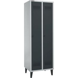 Sch&auml;fer Shop Sch&auml;fer Shop Genius Kleiderspind mit F&uuml;&szlig;en, 2 Abteile, Sicherheitsdrehriegelverschluss, wei&szlig;aluminium RAL 9016/anthrazit