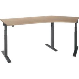 Sch&auml;fer Shop Sch&auml;fer Shop Select Winkelschreibtisch ERGO-T 2.0, elektrisch h&ouml;henverstellbar, 135&deg; Winkel rechts, T-Fu&szlig;, B 2185 mm, Eiche/anthrazit