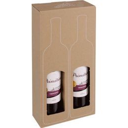 Weinkarton Colompac SAWP, f&uuml;r 2 Flaschen, L 182 x B 93 x H 374 mm, Wellpappe, kraft-braun, 10 St&uuml;ck