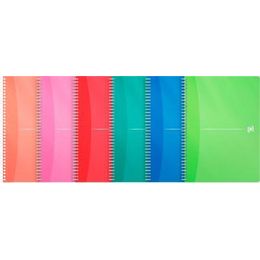 Spiralbuch OXFORD Office MyColours, DIN A4, Doppelbindung, 90 Blatt kariert, wei&szlig;, SCRIBZEE&reg;-kompatibel, EU ECO Label, farbsortierte Deckel, 5 St&uuml;ck