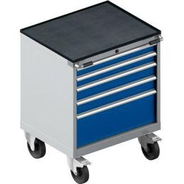Sch&auml;fer Shop Sch&auml;fer Shop Select Schubladenschrank mit Rollen WSK 18-27, 4 Sch&uuml;be, bis 200 kg, B 411 x T 572 x H 770 mm, enzianblau/wei&szlig;aluminium
