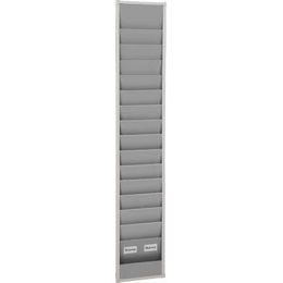 Werkstattplaner EICHNER, 1-bahnig, 15 Schienen, f&uuml;r bis zu 15 Auftragstaschen des Formates A4, B 315 x H 1757 mm, Kunststoff, grau