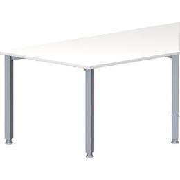 Sch&auml;fer Shop Sch&auml;fer Shop Genius Konferenztisch MODENA FLEX, Trapez, 4-Fu&szlig; Quadratrohr, B 1600 x T 800 x H 720-840 mm, wei&szlig;/wei&szlig;aluminium RAL 9006