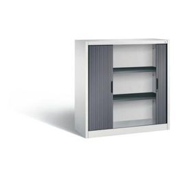 C + P Rollladenschrank Omnispace, 3 OH, abschlie&szlig;bar, B 1200 x T 420 x H 1230 mm, Stahl/Kunststoff, lichtgrau/schwarzgrau