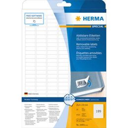 Herma abl&ouml;sbare Etiketten Nr. 10001 auf DIN A4-Bl&auml;ttern, 4725 Etiketten, 25 Bogen
