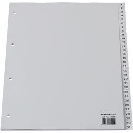 Sch&auml;fer Shop Sch&auml;fer Shop Select Ordnerregister, f&uuml;r DIN A4, numerisch, 31 F&auml;cher, Polypropylen, grau