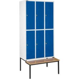 Sch&auml;fer Shop Sch&auml;fer Shop Select Kleiderspind, mit Sitzbank, 3x2 Abteile, 300mm, Drehriegelverschluss, T&uuml;r enzianblau