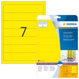Herma Ordneretiketten A4, 192 mm lang, permanent haftend/bedruckbar, 140 St&uuml;ck, gelb