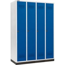 Sch&auml;fer Shop Sch&auml;fer Shop Genius Kleiderspind mit Sockel, 4 Abteile, 300 mm Abteilbreite, Drehriegelverschluss, enzianblau
