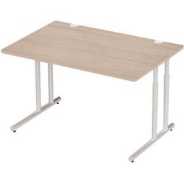 Sch&auml;fer Shop Sch&auml;fer Shop Select Schreibtisch COMBITEC, Rechteck, C-Fu&szlig;, B 1200 x T 800 x H 677-817 mm, Eiche/wei&szlig;aluminium