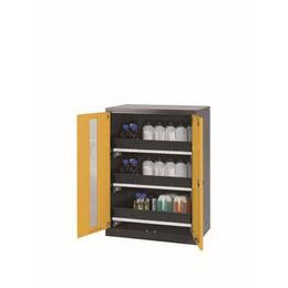 Chemikalienschrank ASECOS CS-CLASSIC-G, Flügeltüren mit Glasausschnitt, Front Sicherheitsgelb, B 810 x T 520 x H 1105 mm