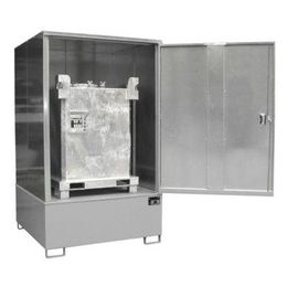 Gefahrstoffschrank Bauer GS-4, Stahlblech, unterfahrbar, f&uuml;r 1 x 1000 l IBC, B 1475 x T 1460 x H 2410 mm, grau