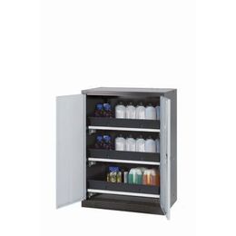 Chemikalienschrank ASECOS CS-CLASSIC, Fl&uuml;gelt&uuml;ren, Front Lichtgrau, B 810 x T 520 x H 1105 mm