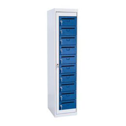 Postverteilerschrank, H&ouml;he 1800 mm, lichtgrau RAL 7035/enzianblau 5010