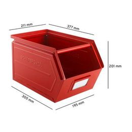 Sch&auml;fer Shop Sch&auml;fer Shop Select Sichtlagerkasten, mit Tragestab, L 377 x B 211 x H 201 mm, 11,5 l, 60 kg, Stahl, RAL 3000 (feuerrot)