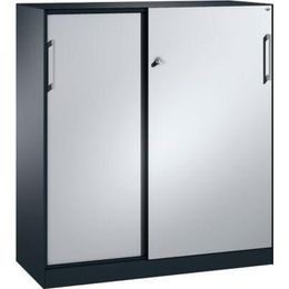Schiebet&uuml;renschrank ASISTO C 3000, 3 Ordnerh&ouml;hen, mit Abdeckplatte, Breite 1200 mm, anthrazit/alusilber