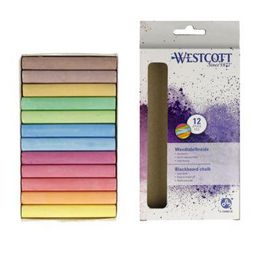 Wandtafelkreide Westcott, mehrfarbig, staubarm, leicht abwaschbar, 12 x 84 mm, 12 Stück