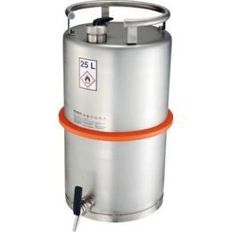 Sicherheits-Standgef&auml;&szlig;e, aus Edelstahl, Zapfhahn, 25 l, &oslash; 315 x H 530 mm