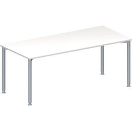 Sch&auml;fer Shop Sch&auml;fer Shop Genius Konferenztisch MODENA FLEX, Rechteck, 4-Fu&szlig; Rundrohr, B 1800 x T 800 x H 720-840 mm, wei&szlig;/wei&szlig;aluminium RAL 9006