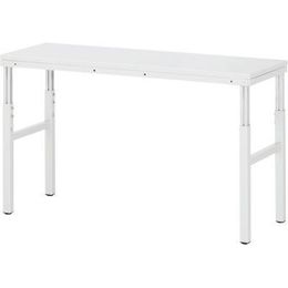 Rau Basistisch Serie E, manuell h&ouml;henverstellbar, 22 mm Spanplatte mit Melaminbelag, bis 450 kg, B 1800 x T 700 x H 650-1000 mm, lichtgRau
