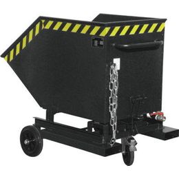 Sp&auml;ne-Kippbeh&auml;lter Bauer SKW-ET 400, Stahl, schwarz, B 1320 x T 900 x H 1090 mm, 400 l, bis 300 kg, Rollen, manuelles Kippen, mit Einfahrttaschen