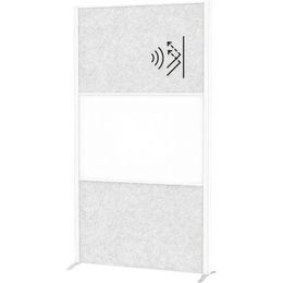Maul Stellwandsystem Maulconnecto, 2 x Akustikvlies hell, 1 x Whiteboard, Klettverbindung, Standfu&szlig;, H 1800 x B 1000 mm, wei&szlig;