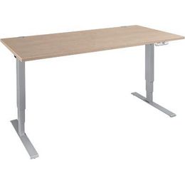 Sch&auml;fer Shop Sch&auml;fer Shop Genius Schreibtisch AERO FLEX, elektrisch h&ouml;henverstellbar, Rechteck, T-Fu&szlig;, B 1200 x T 800 x H 620-1280 mm, Eiche/wei&szlig;alu + Memorypanel
