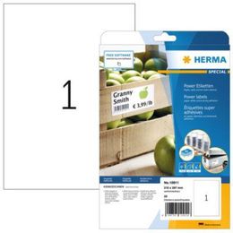 Herma Power-Etiketten Nr. 10911, 210 x 297 mm, selbstklebend, extrem stark haftend, Papier, wei&szlig;, 25 St&uuml;ck