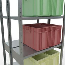 SCHULTE LAGERTECHNIK - Doppel-Grundregal Stecksystem MULTIPlus250 - 3000x1000x(2x400) mm, 14 B&ouml;den, verzinkt