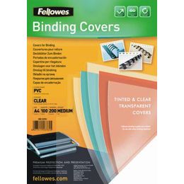 Fellowes Deckblatt PVC, transparent, DIN A4, f&uuml;r Draht- und Plastikbindemaschinen, 200 &micro;m, 100