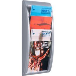 PAPERFLOW Prospektwandhalter Quickfit, 4 F&auml;cher, DIN A4, alufarben