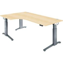 Sch&auml;fer Shop Sch&auml;fer Shop Genius Schreibtisch ERGOSTYLE S, 90&deg;, elektrisch h&ouml;henverstellbar, Ansatz links, C-Fu&szlig;, einstufig, B 2000 x T 800 x H 715 - 1182 mm, inkl. Memory Master, Ahorn/anthrazit