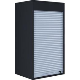 Rolladenschrank Aktos L, 2 Ordnerh&ouml;hen, abschlie&szlig;bar, B&uuml;gelgriff, B 500 x T 400 x H 930 mm, Holz, schwarz