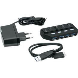 MediaRange USB 3.0-Hub, 4-fach, schaltbar