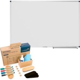 Whiteboard Legamaster UNITE, magnetisch, Markerablage, B 1200 x T 12,6 x H 900 mm, emaillierter Keramikstahl, wei&szlig;, inkl. Whiteboard Zubeh&ouml;r Set WOODEN, 17-teilig