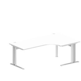 Sch&auml;fer Shop Sch&auml;fer Shop Pure Winkelschreibtisch PLANOVA BASIC, 90&deg; Winkel rechts, C-Fu&szlig;, B 2000 x T 1200/800 x H 717 mm, wei&szlig; + Kabelkanal