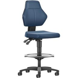 bimos Arbeitsdrehstuhl Allrounder, o. Armlehnen, Permanentkontakt, m. Sitz-Stopp-Rollen, Kunstleder, blau