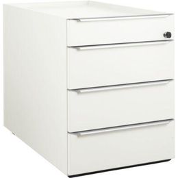 Rollcontainer QUANDOS BOX, 1 Utensilienauszug, 3 Sch&uuml;be, B 430 x T 800 x H 570 mm, wei&szlig;
