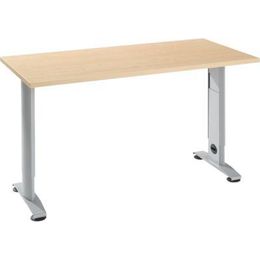Sch&auml;fer Shop Home Office Tisch Login, C-Fu&szlig;, B 1300 x T 650 mm, Ahorn/wei&szlig;alu