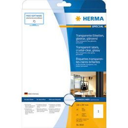 Herma gl&auml;nzende Folien-Etiketten Nr. 8020 auf DIN 4-Bl&auml;ttern, 25 Etiketten, 25 Bogen